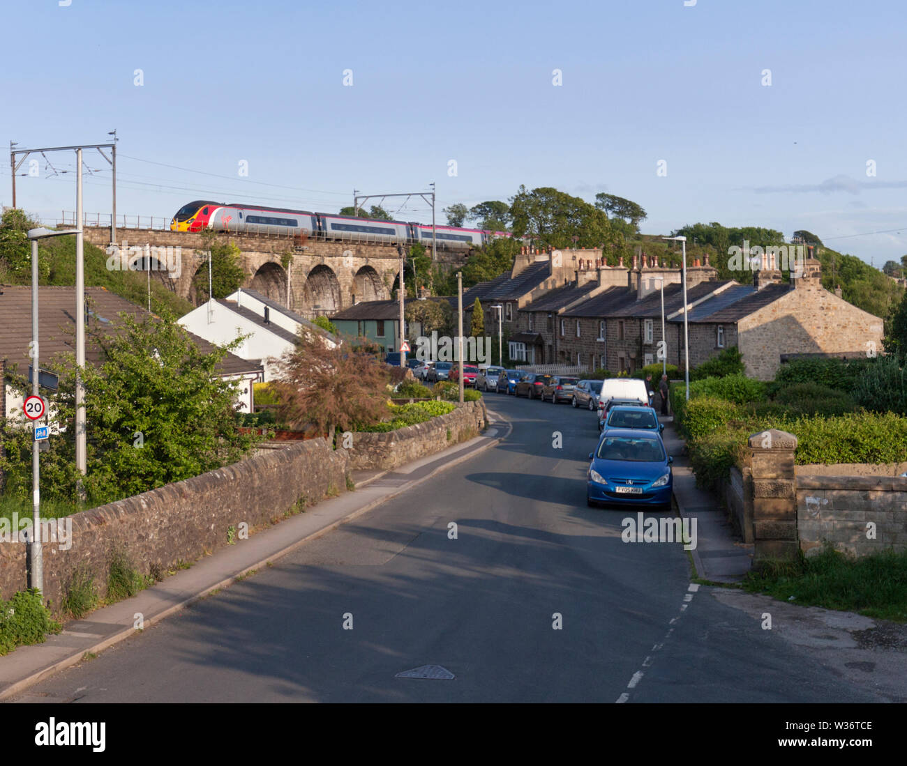 Virgin trains class 390 pendolono train crossing Galgate viaduct on the ...