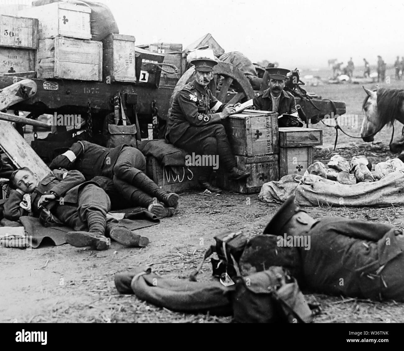 Red Cross Ambulance men resting during WW1 Stock Photo - Alamy