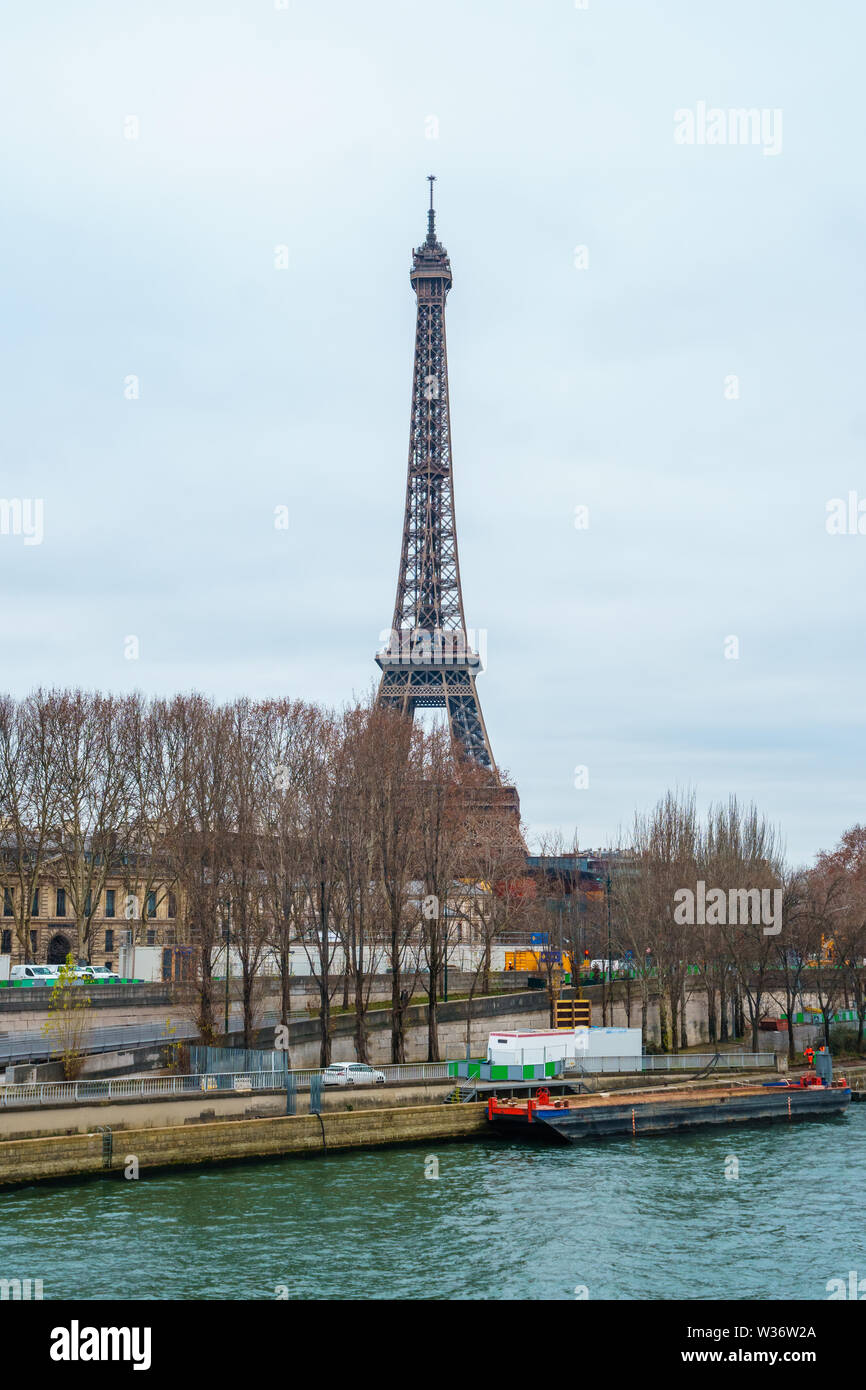 View of Eiffel Tower and sienna river in Paris, France. Travel Stock ...