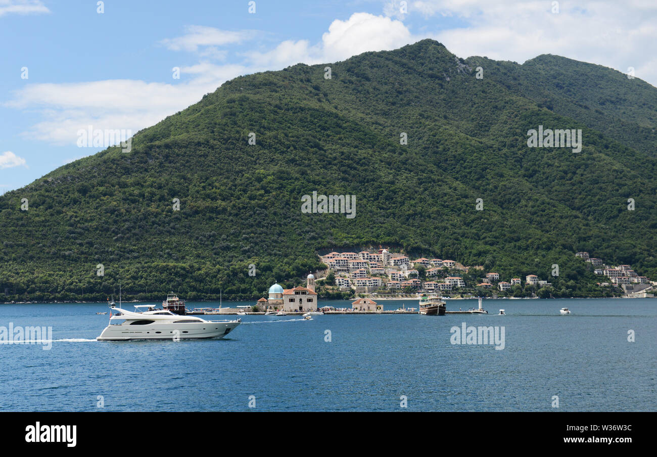 Our Lady of the Rocks church on the Ostrovo islet in the Bay of Kotor ...