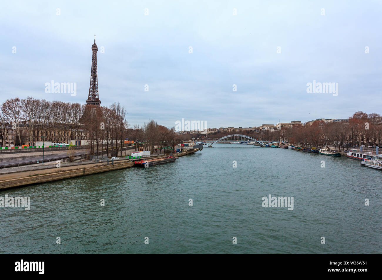 View of Eiffel Tower and sienna river in Paris, France. Travel Stock ...