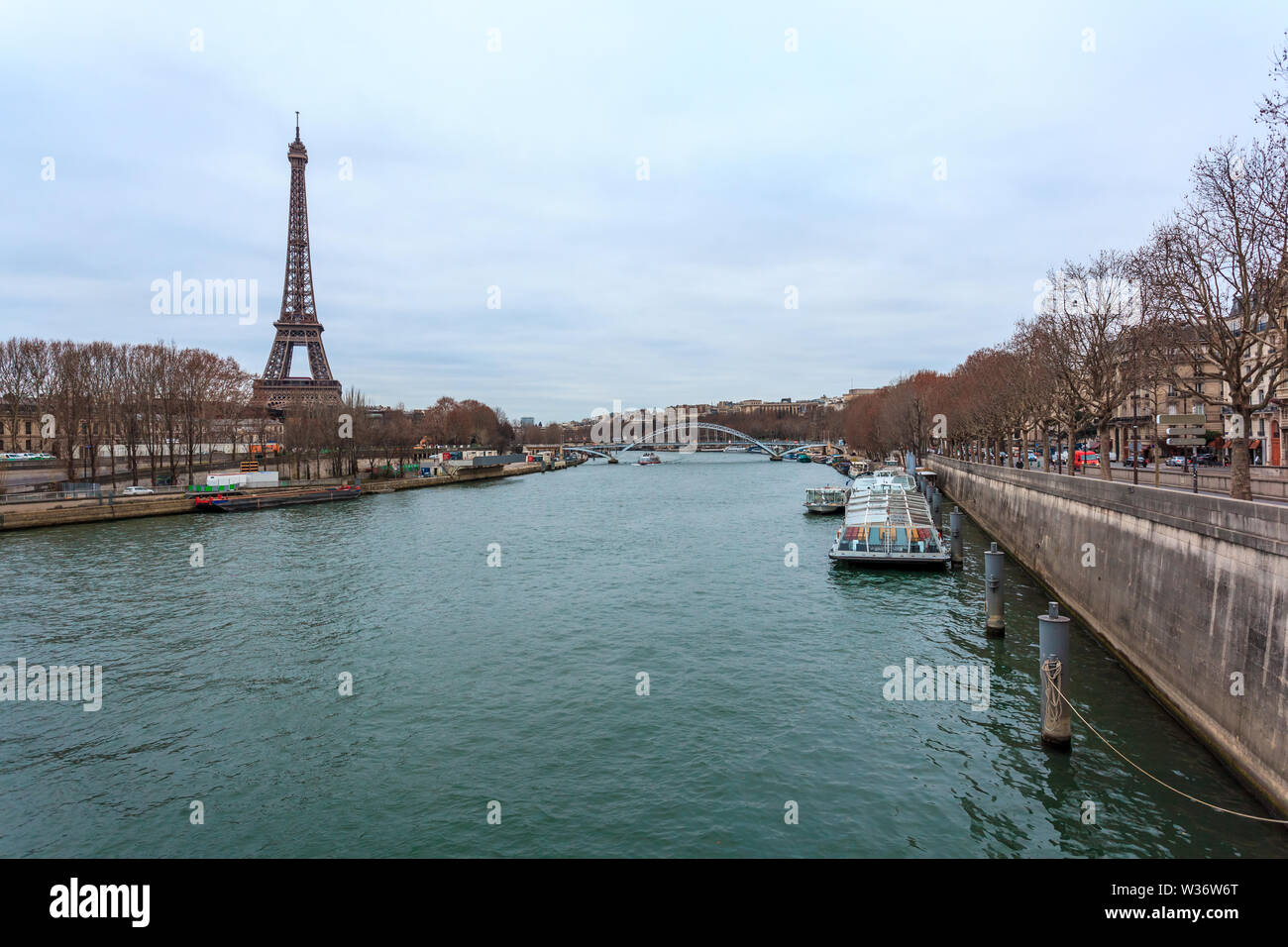 View of Eiffel Tower and sienna river in Paris, France. Travel Stock ...