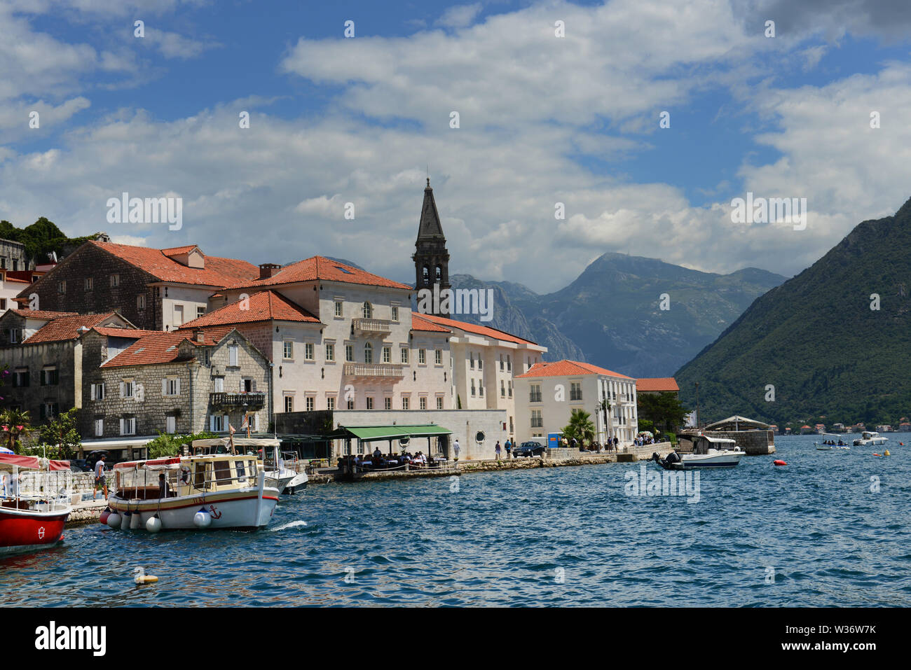 The picturesque old town of Perast has numerous churches and is the ...