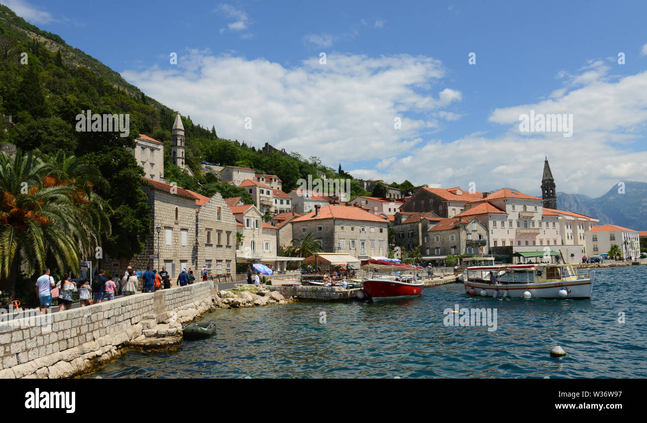 The picturesque old town of Perast has numerous churches and is the ...