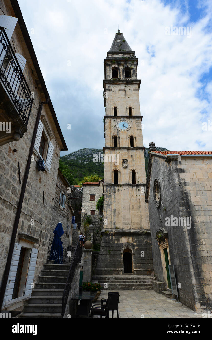 The picturesque old town of Perast has numerous churches and is the ...