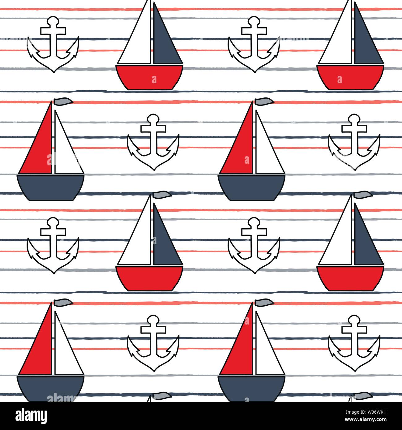 cute lovely cartoon summer marine striped seamless vector pattern background illustration with ...