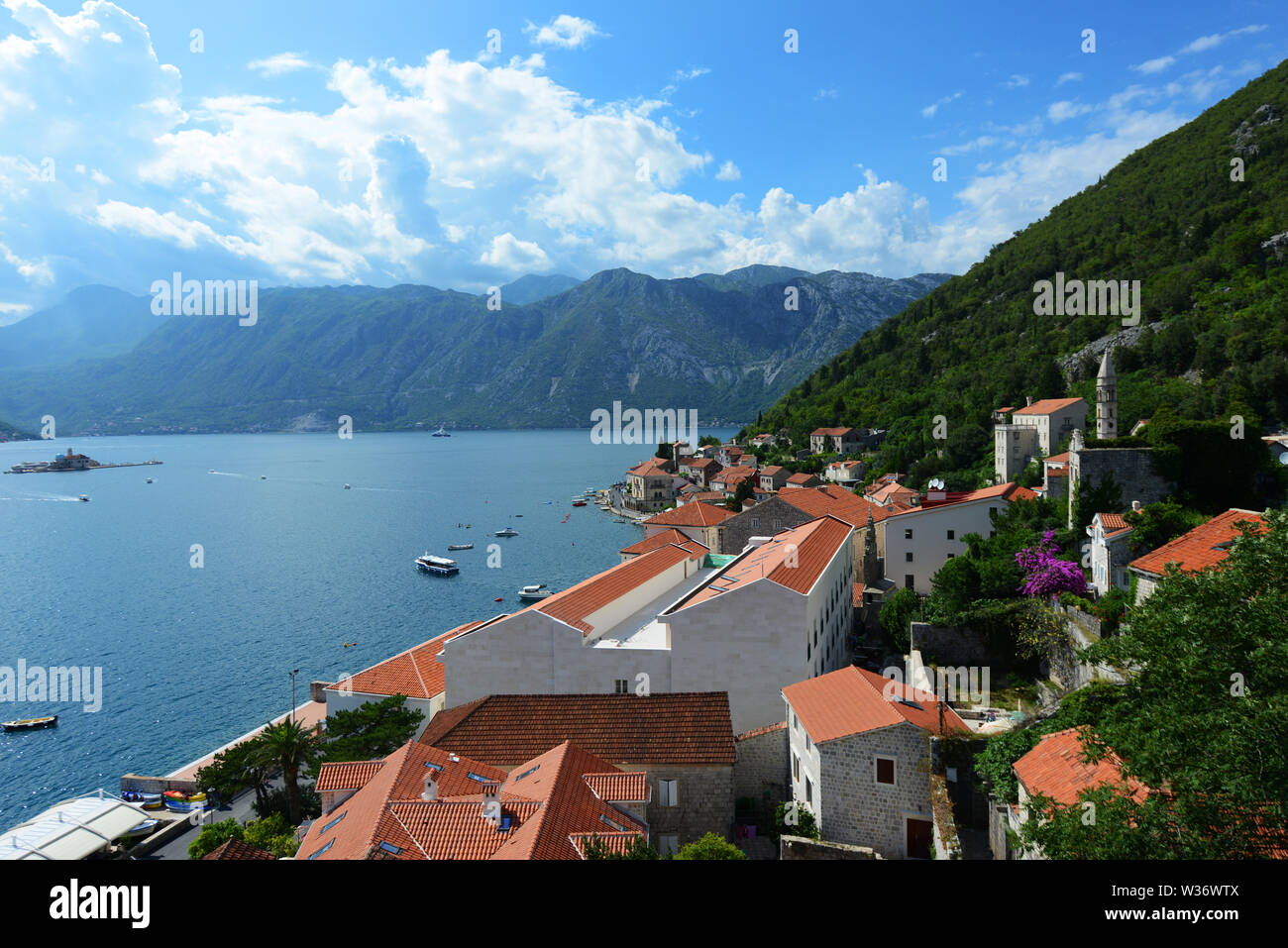 The picturesque old town of Perast has numerous churches and is the ...