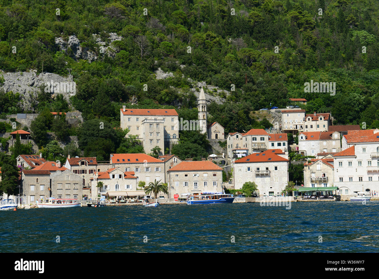 The picturesque old town of Perast has numerous churches and is the ...