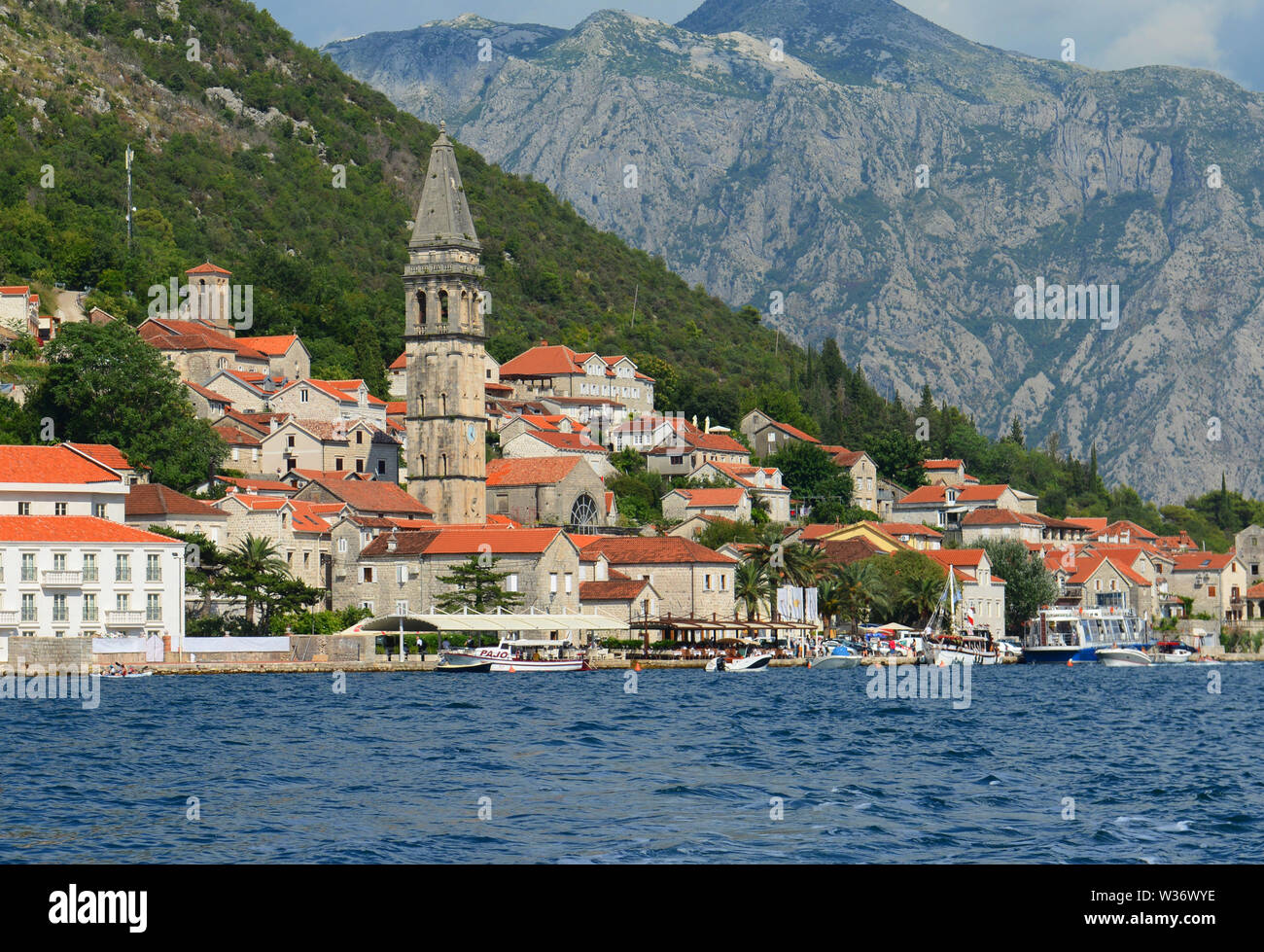 The picturesque old town of Perast has numerous churches and is the ...