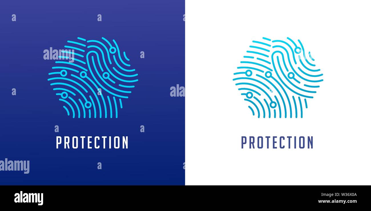 Fingerprint scan logo, privacy, cyber security ,identity information and network protection ...