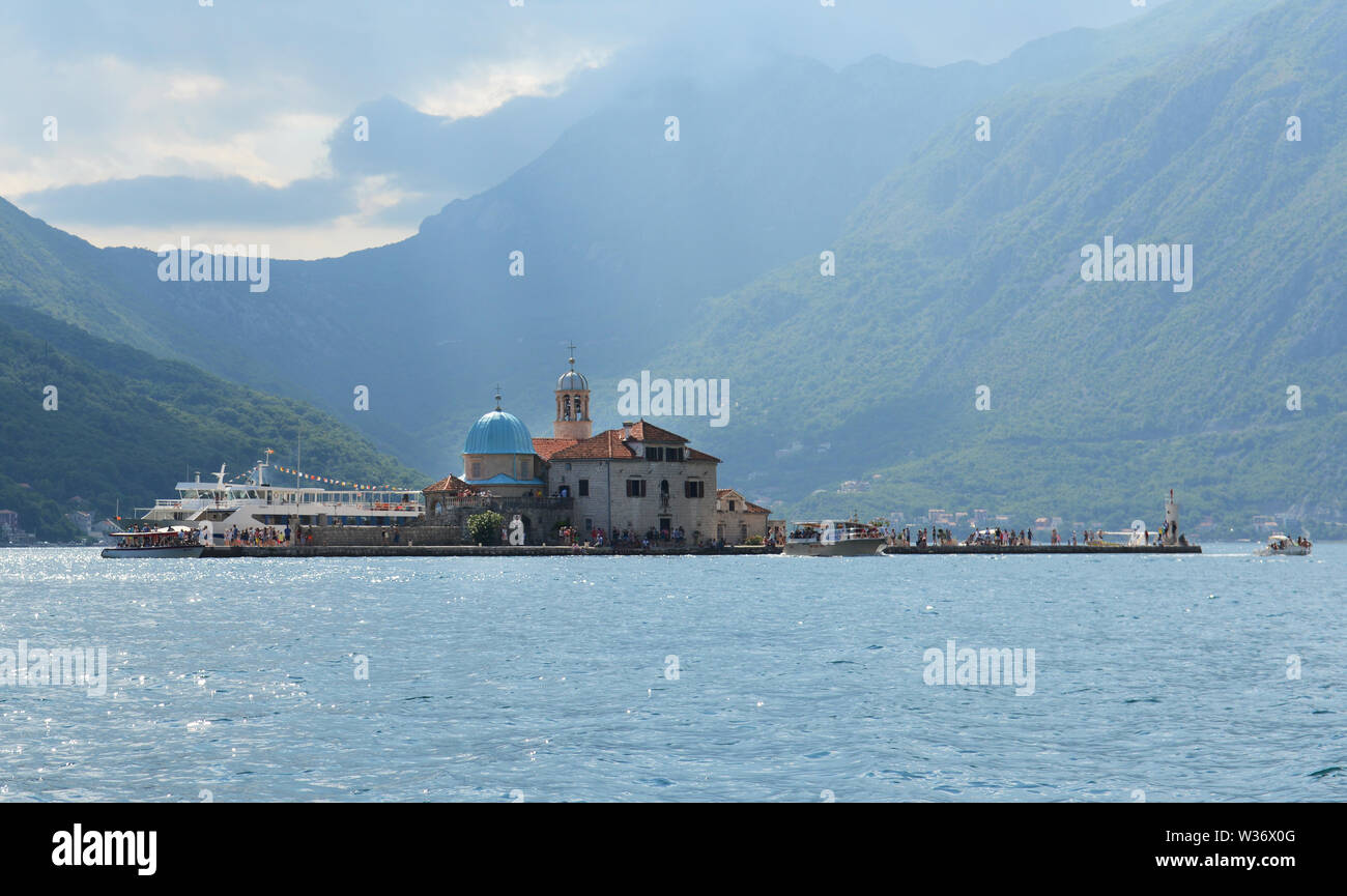 Our Lady of the Rocks church on the Ostrovo islet in the Bay of Kotor ...
