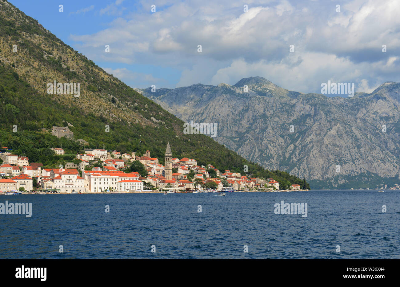 The picturesque old town of Perast has numerous churches and is the ...
