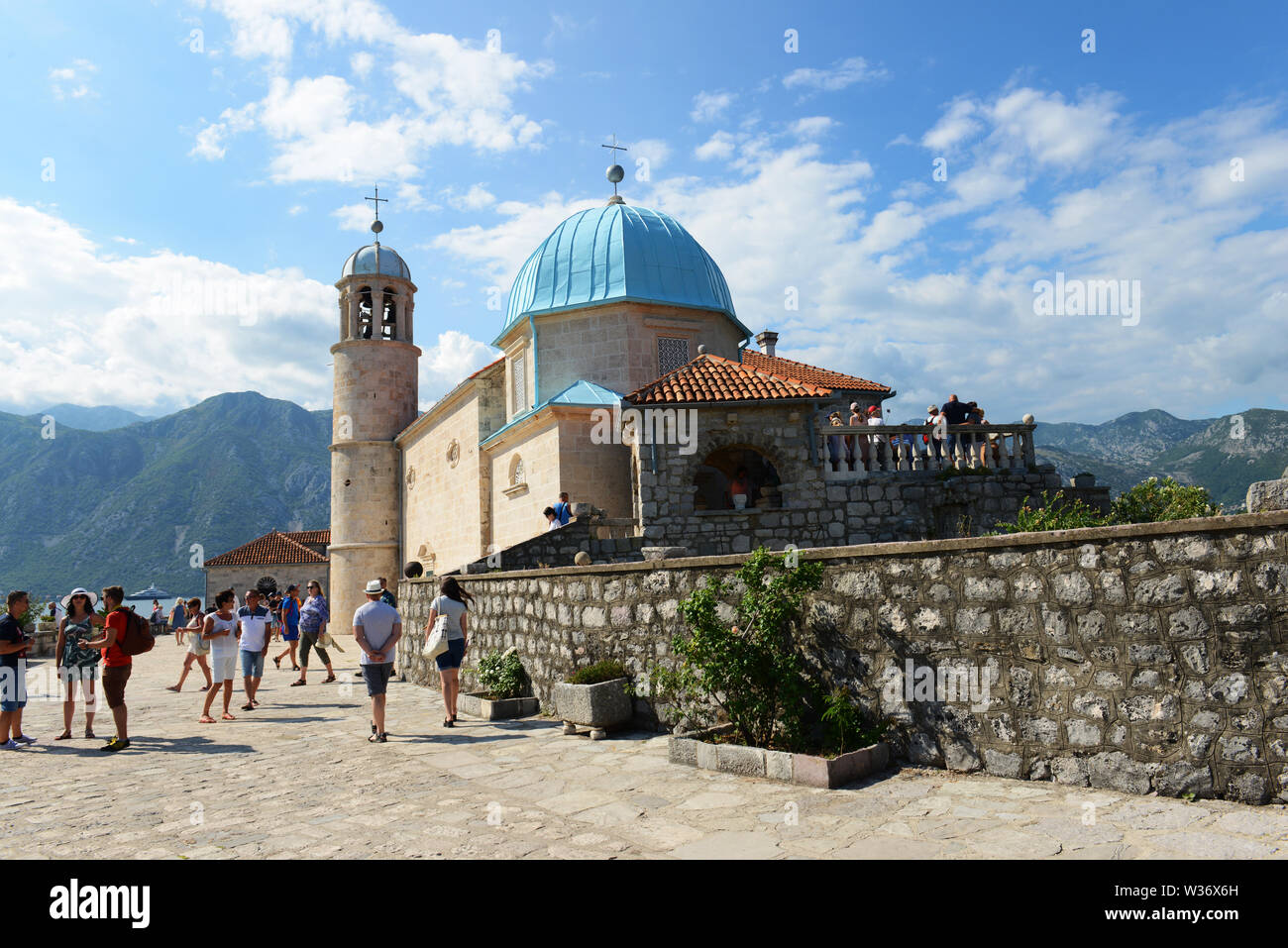 Our Lady of the Rocks church on the Ostrovo islet in the Bay of Kotor ...