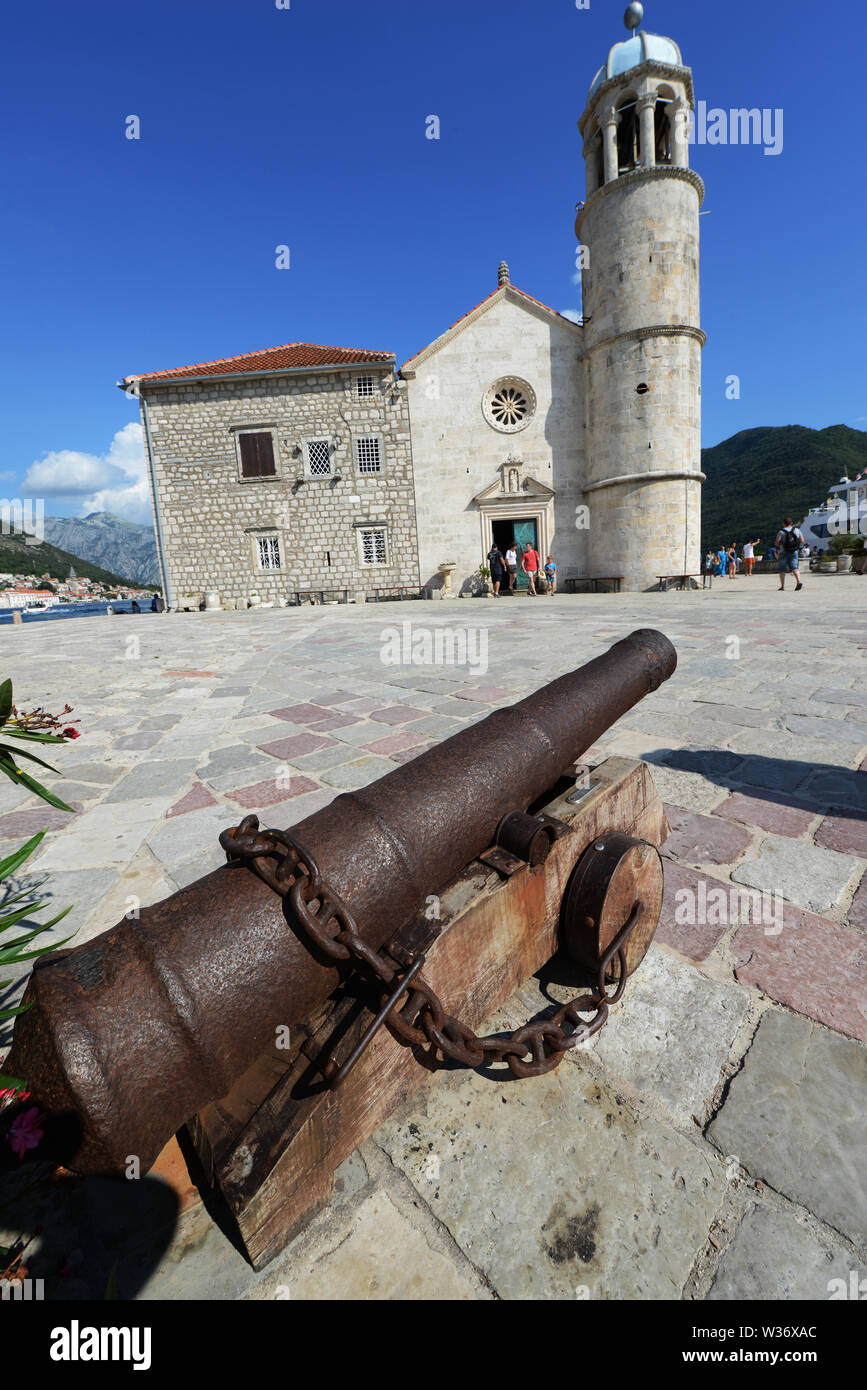 Our Lady of the Rocks church on the Ostrovo islet in the Bay of Kotor ...