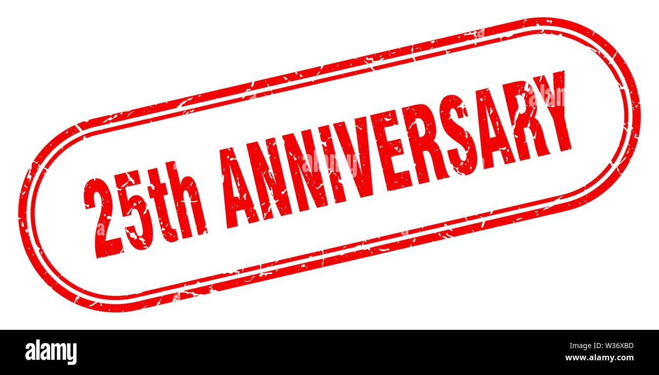 25th anniversary stamp. 25th anniversary square grunge sign. 25th ...