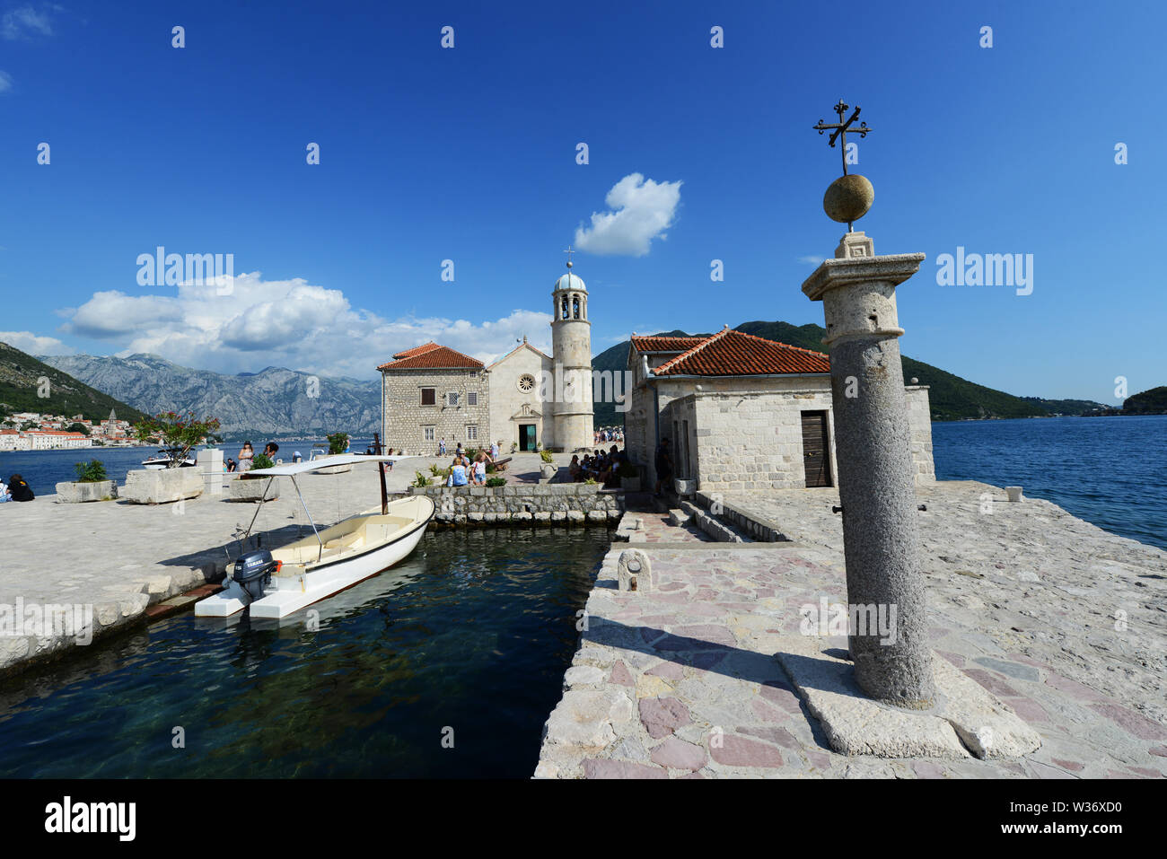 Our Lady of the Rocks church on the Ostrovo islet in the Bay of Kotor ...