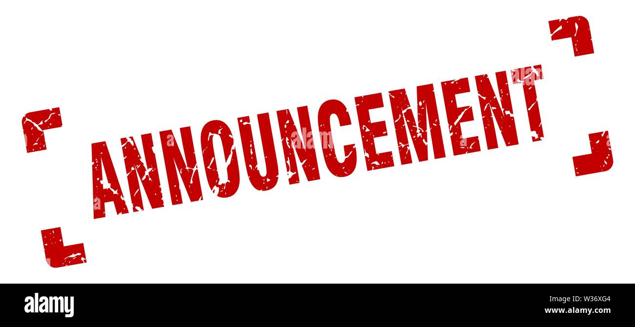 announcement stamp. announcement square grunge sign. announcement Stock ...
