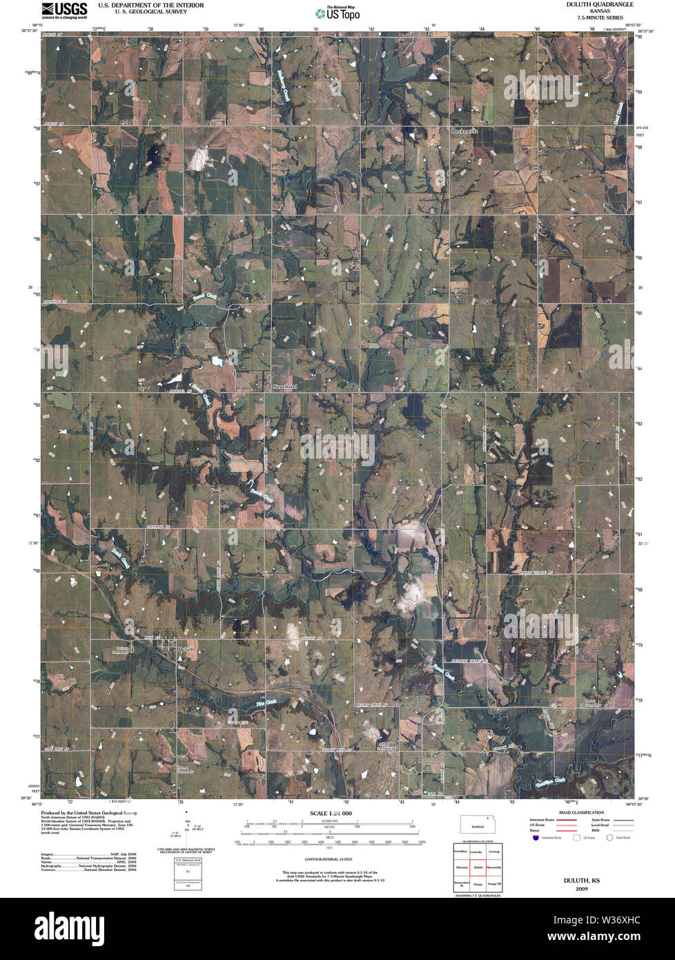 USGS TOPO Map Kansas KS Duluth 20091101 TM Restoration Stock Photo - Alamy