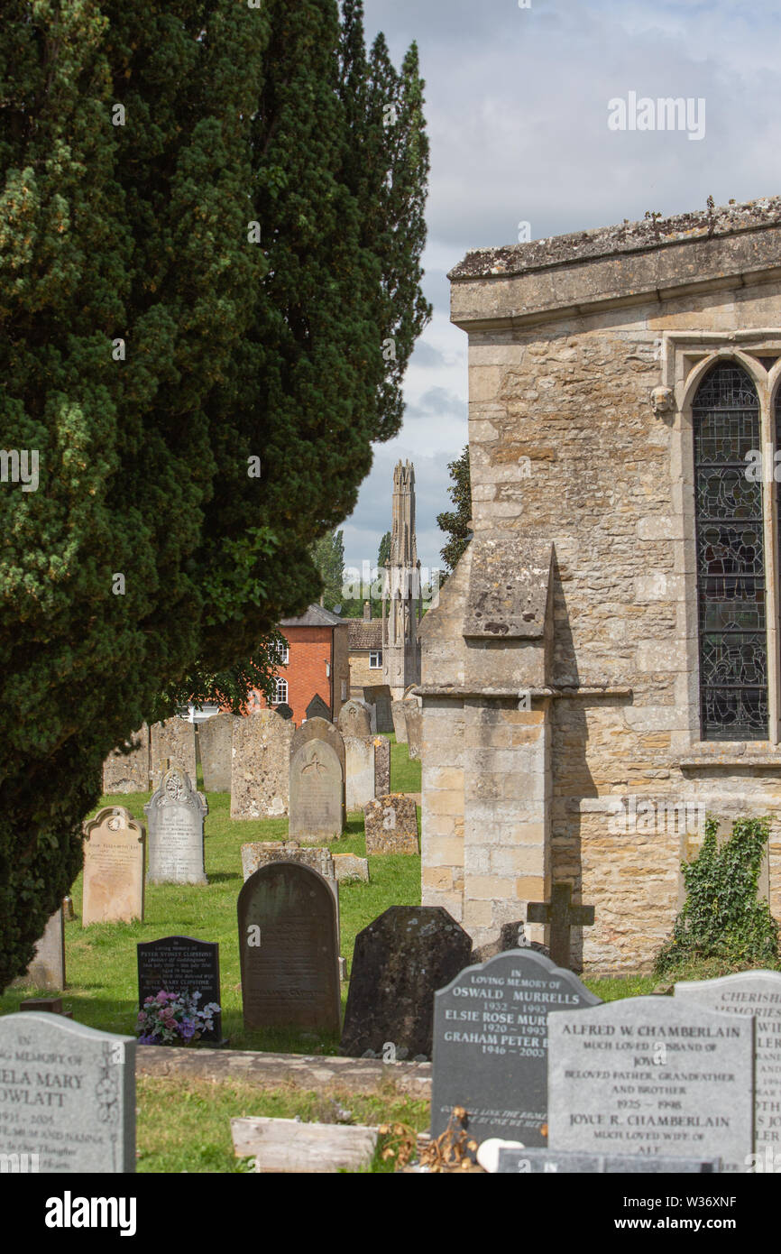 The Eleanor Cross at Geddington from St Mary Magdalene church Stock ...