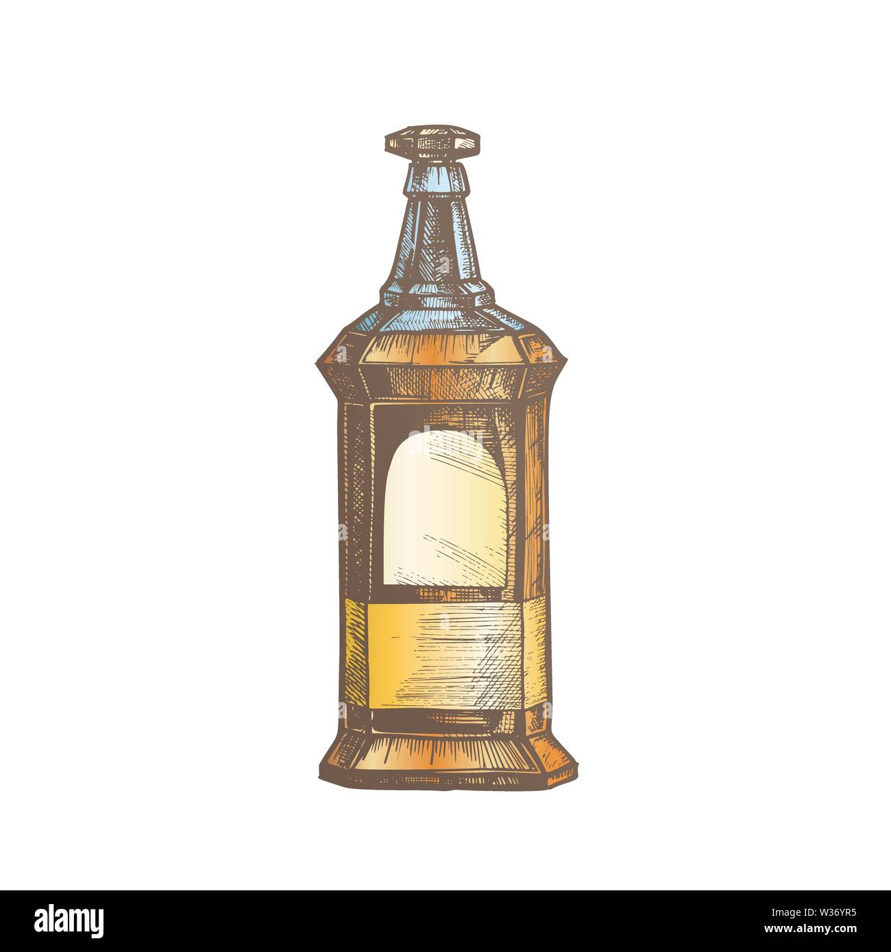 Color Rectangular Vintage Whisky Booze Bottle Vector Stock Vector Image ...