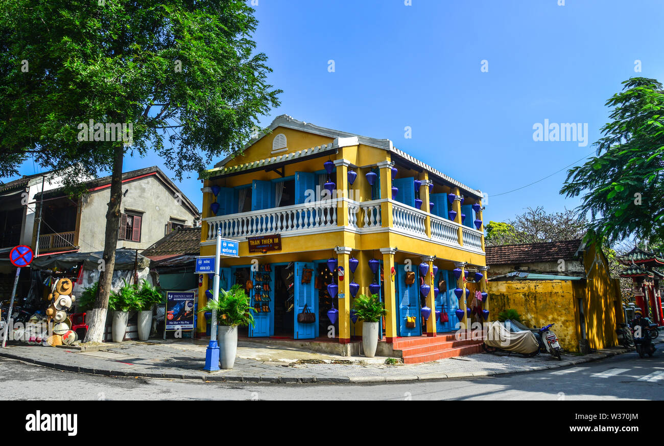 Hoi An, Vietnam - Jan 20, 2019. Old buildings in Hoi An, Vietnam. The ...
