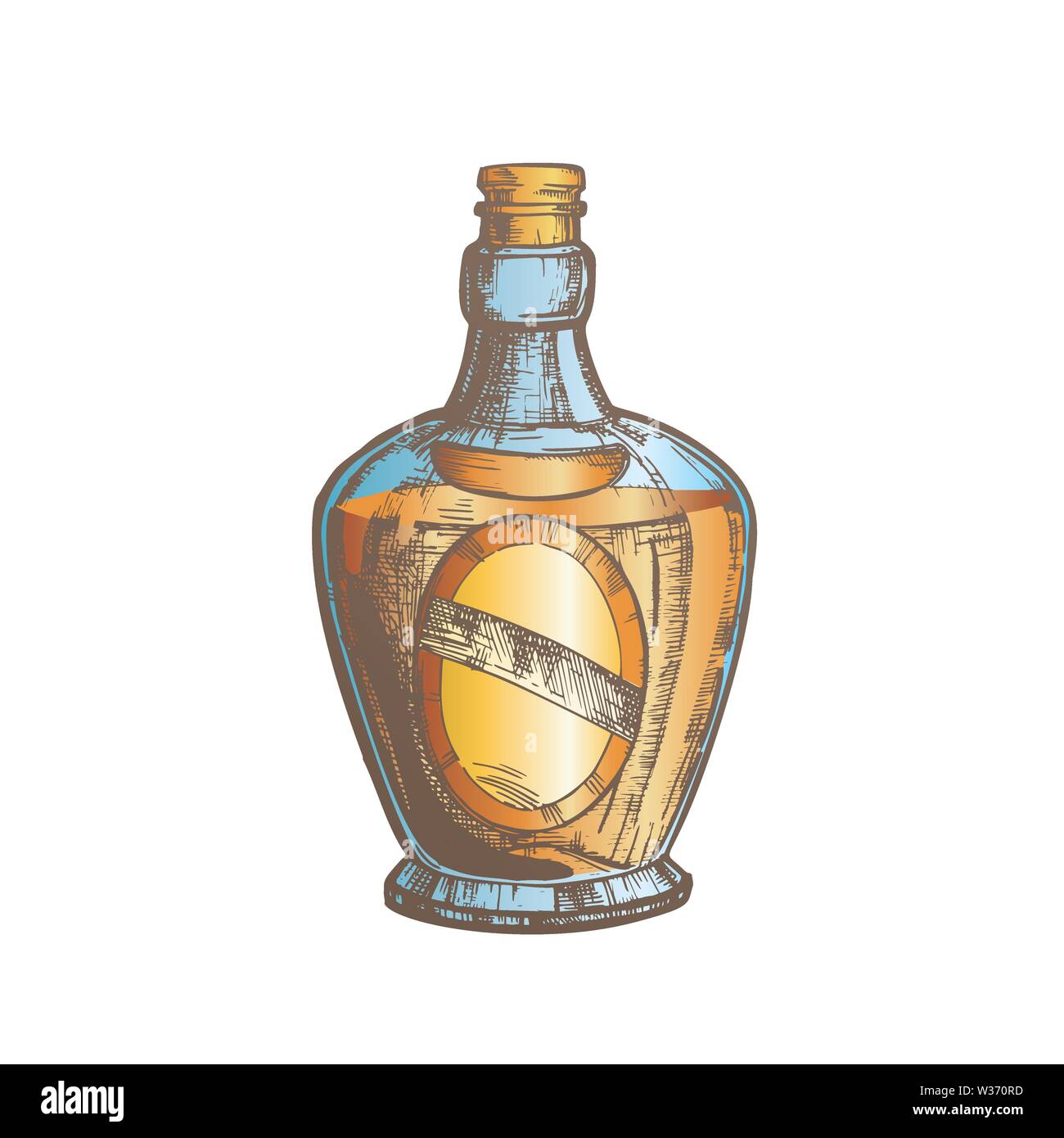 Color Blown Scotch Bottle With Style Cork Cap Vector Stock Vector Image ...