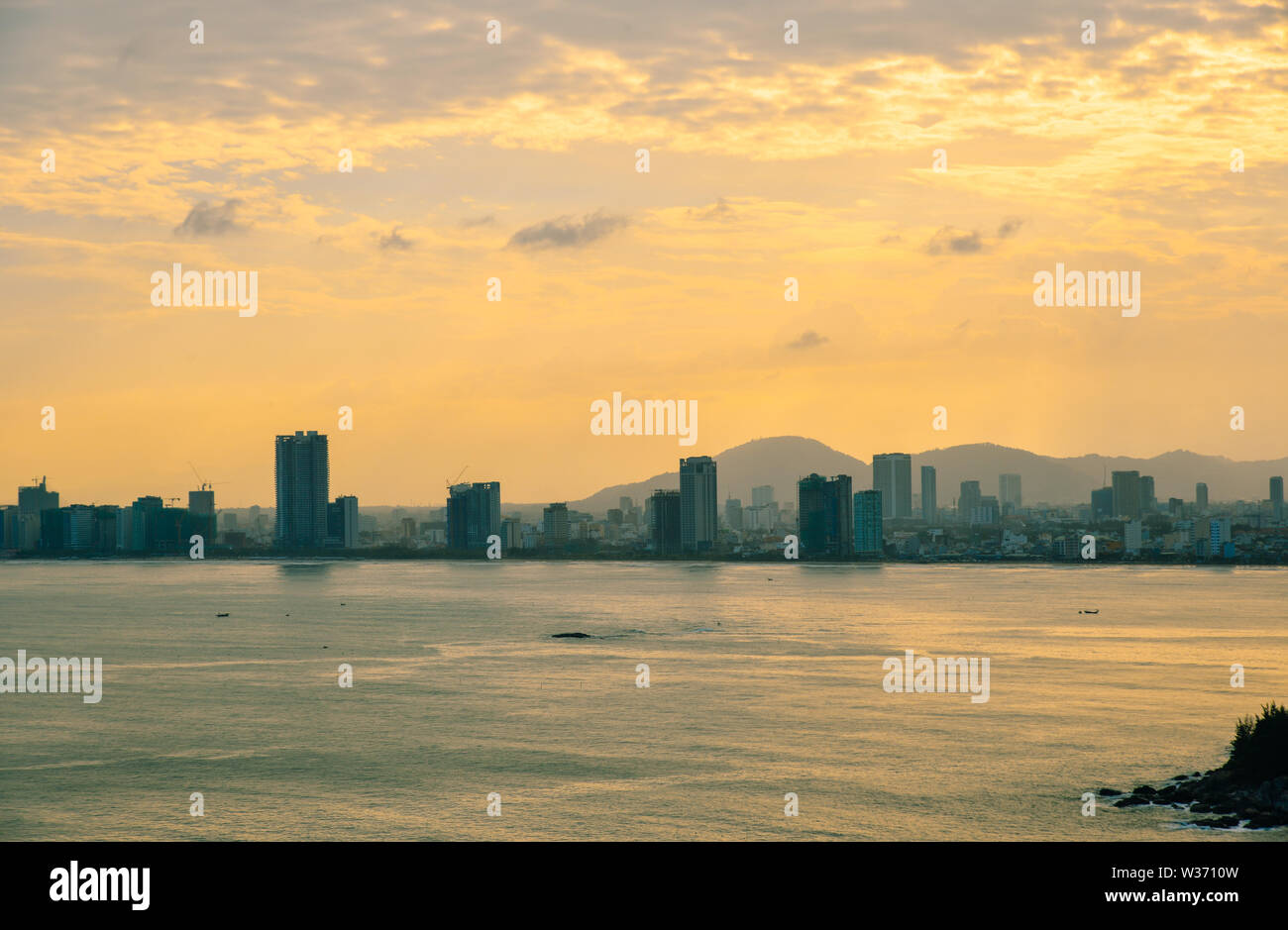 Beautiful sea at sunset in Da Nang, Vietnam. Da Nang is a resort city ...
