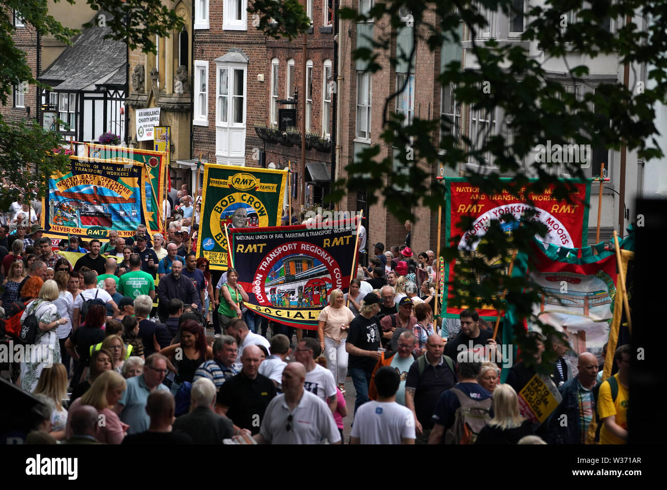 Bands banners parade through durham during the durham miners gala hi ...