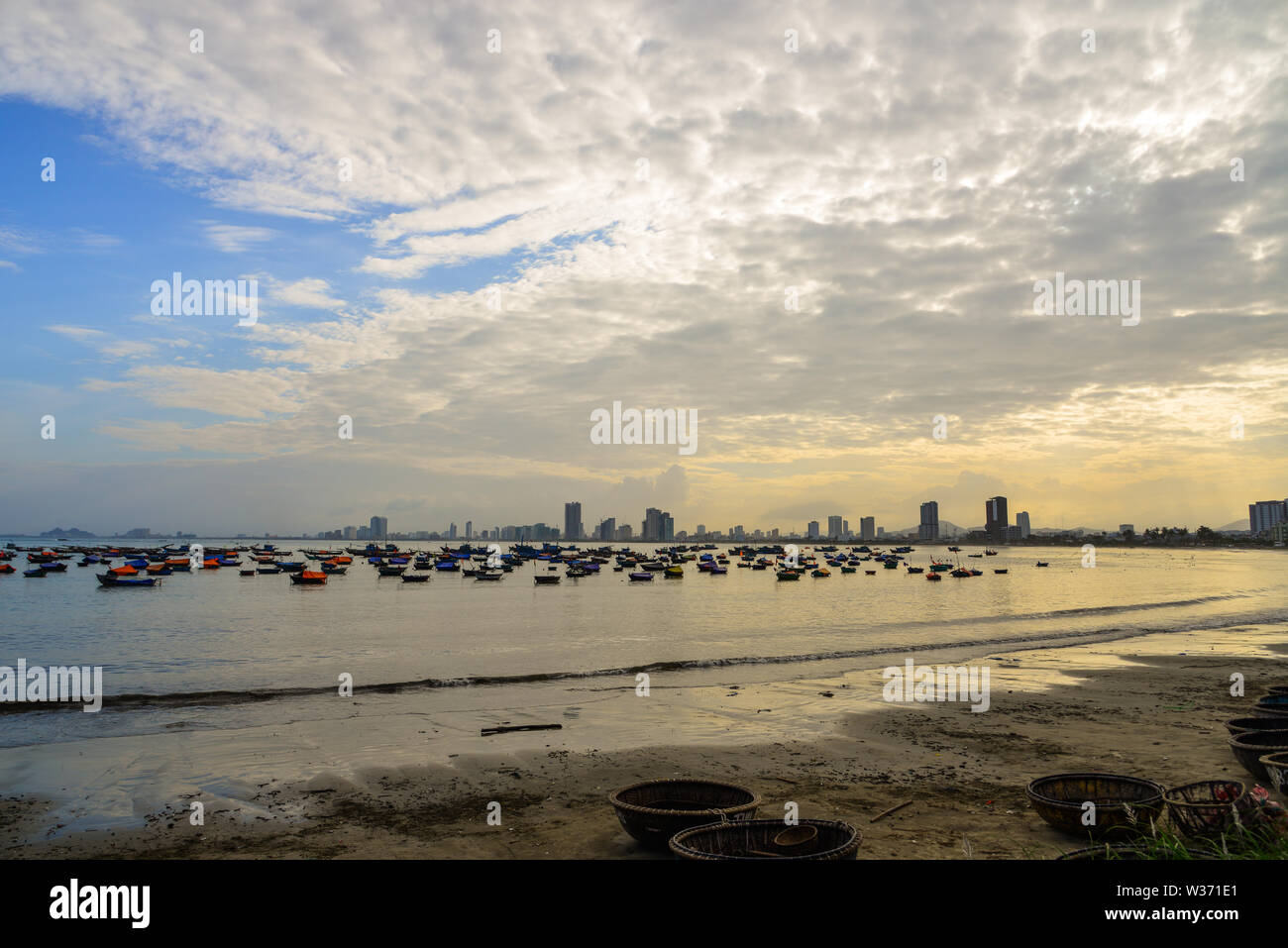 Beautiful sea at sunset in Da Nang, Vietnam. Da Nang is a resort city ...