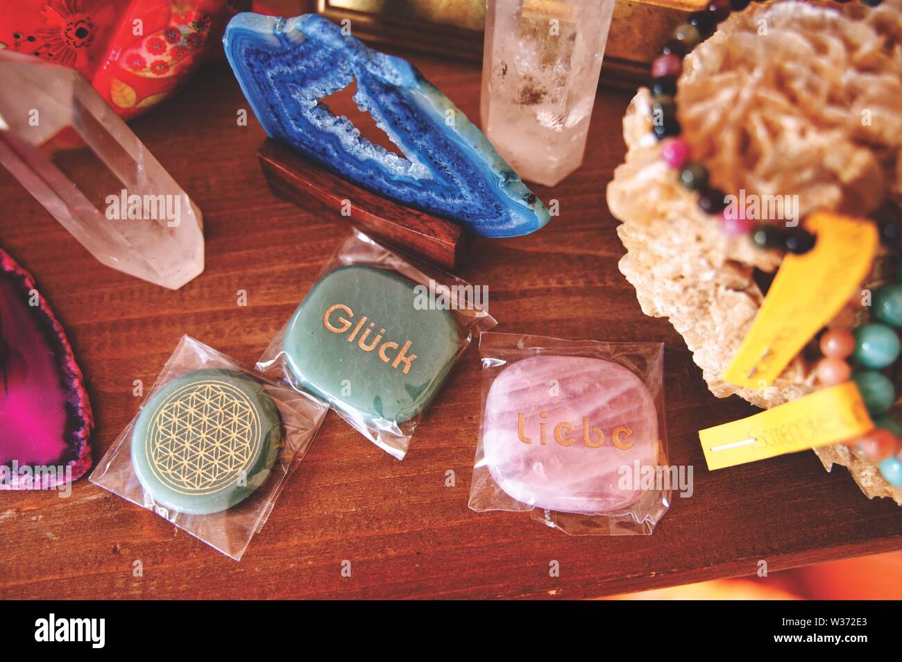 Gemstones with German words Glück that means luck and Liebe that means ...