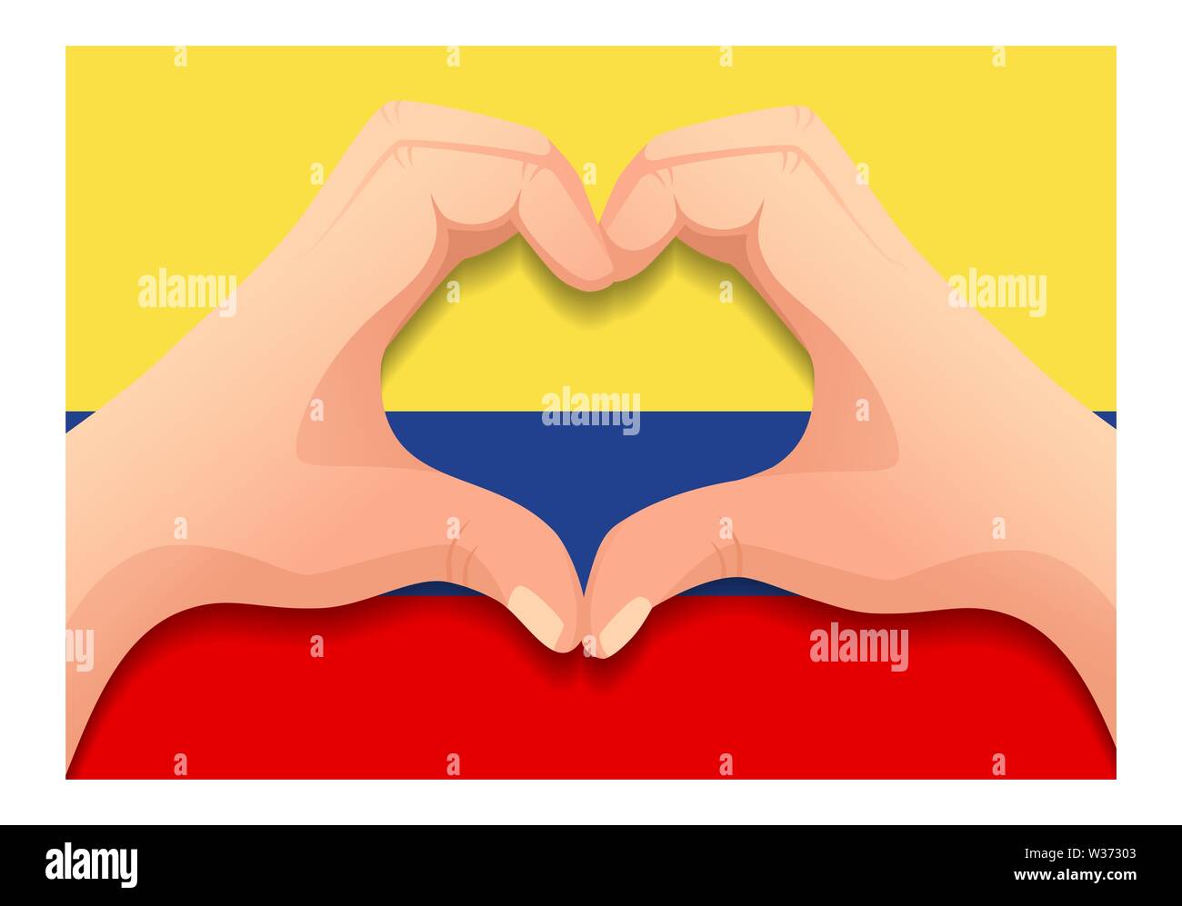 Colombia flag and hand heart shape. Patriotic background. National flag ...