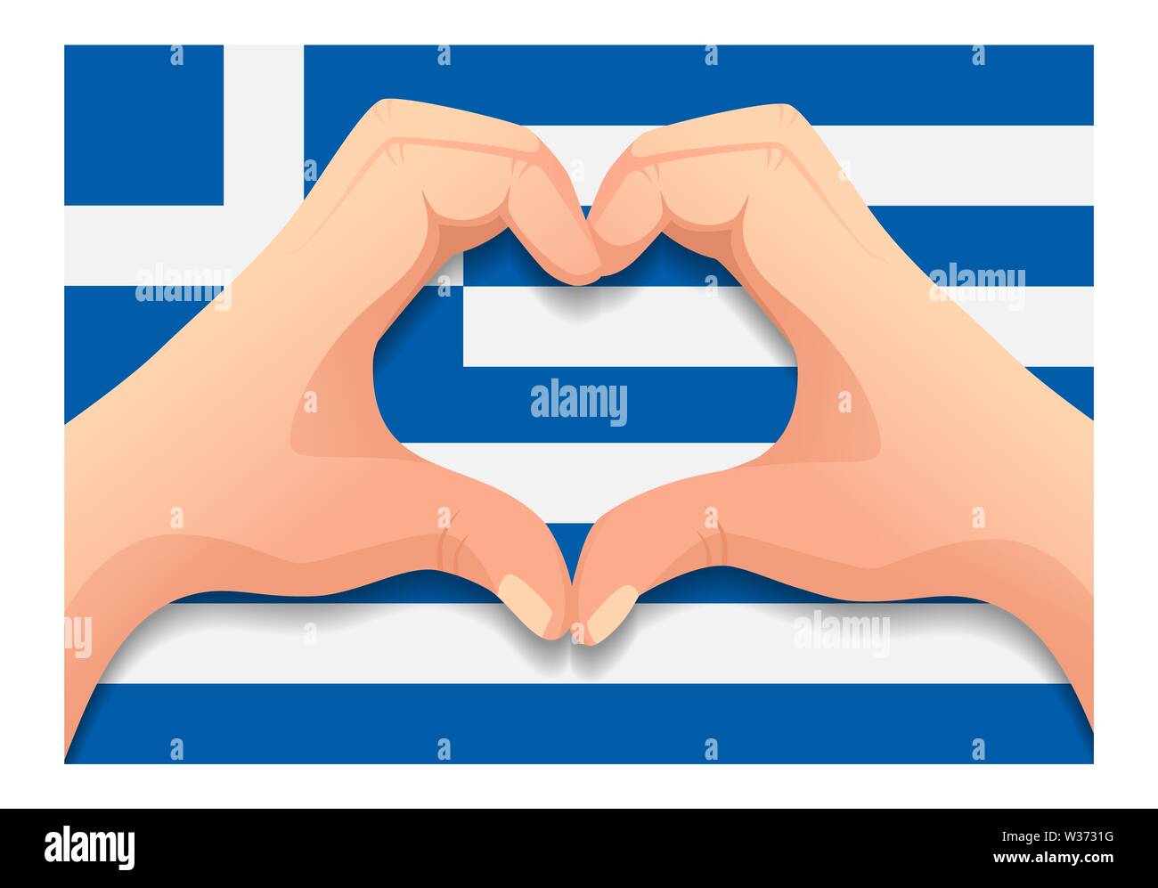 Greece flag and hand heart shape. Patriotic background. National flag ...