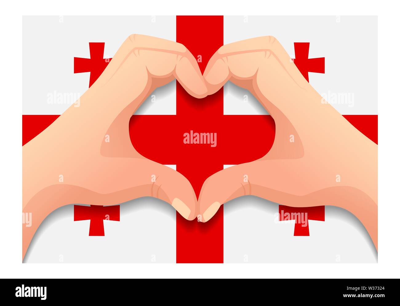 Georgia flag and hand heart shape. Patriotic background. National flag ...