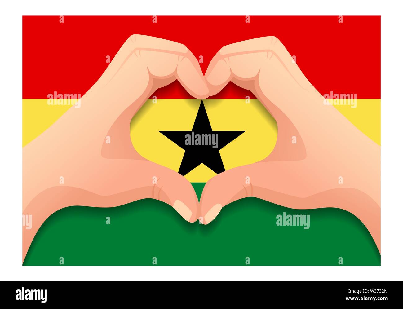 Ghana flag and hand heart shape. Patriotic background. National flag of ...