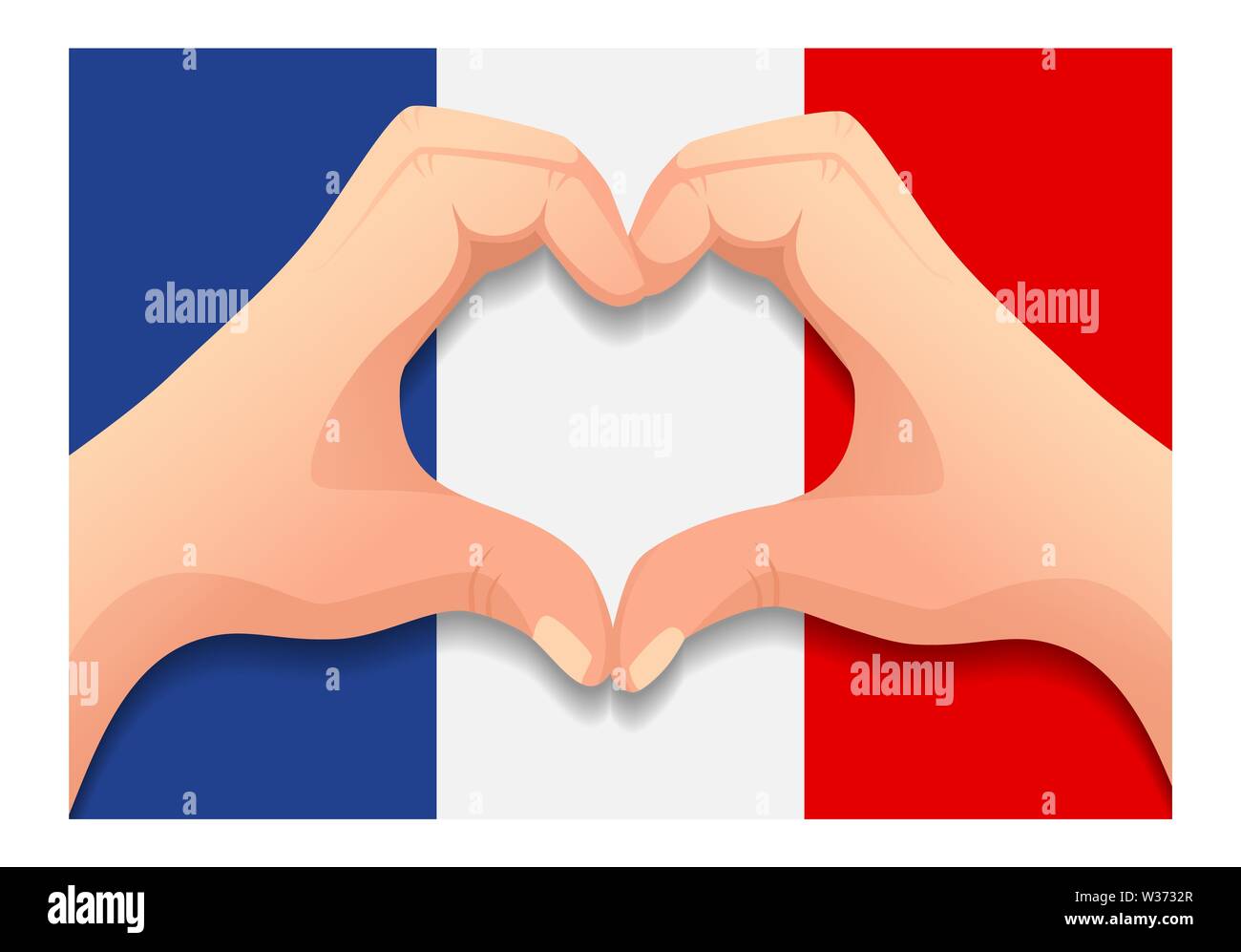 France flag and hand heart shape. Patriotic background. National flag ...
