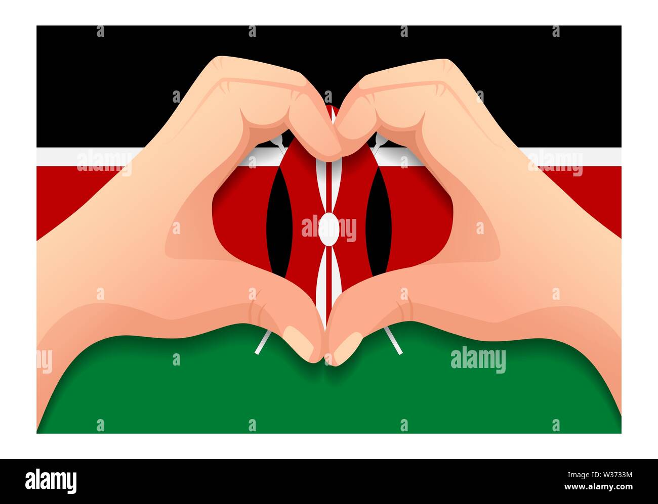 Kenya flag and hand heart shape. Patriotic background. National flag of ...