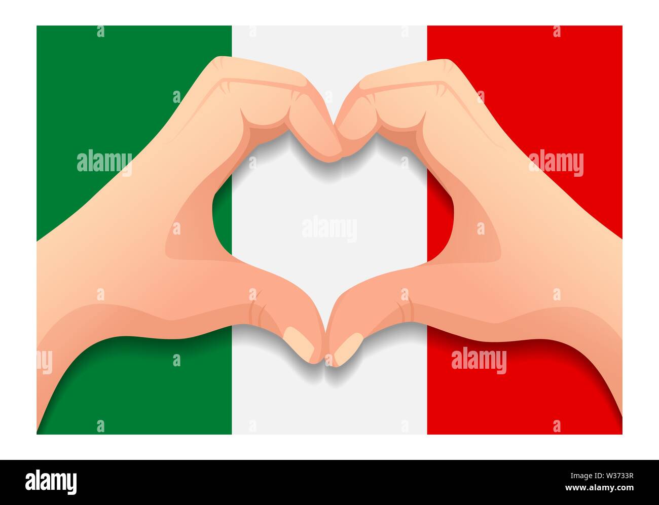 Italy flag and hand heart shape. Patriotic background. National flag of ...
