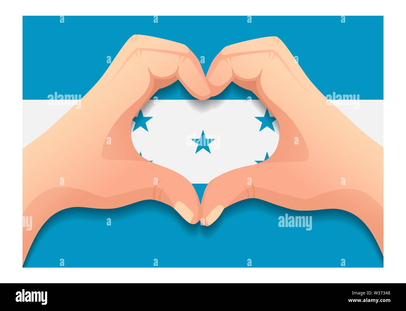 Honduras flag and hand heart shape. Patriotic background. National flag ...