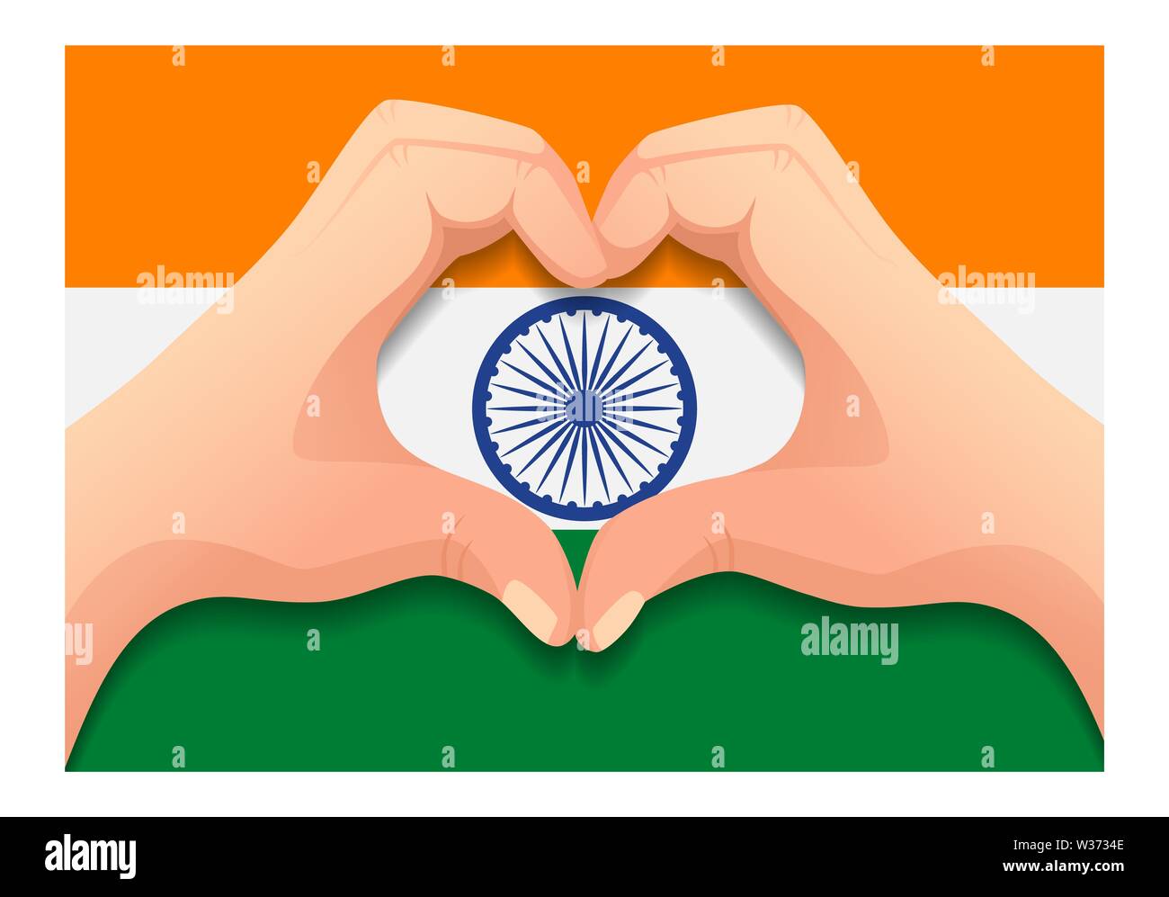 India flag and hand heart shape. Patriotic background. National flag of ...