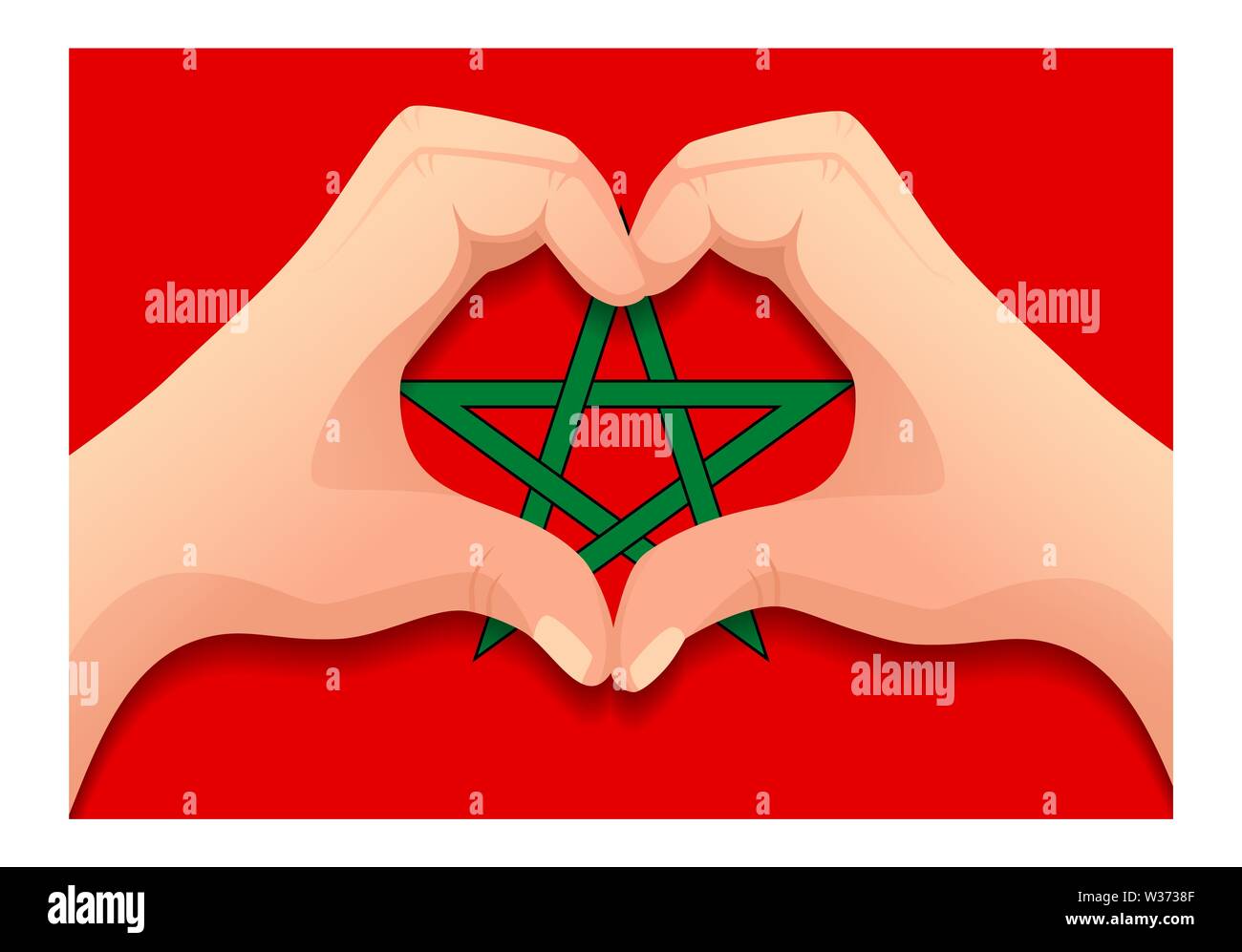 Morocco flag and hand heart shape. Patriotic background. National flag ...
