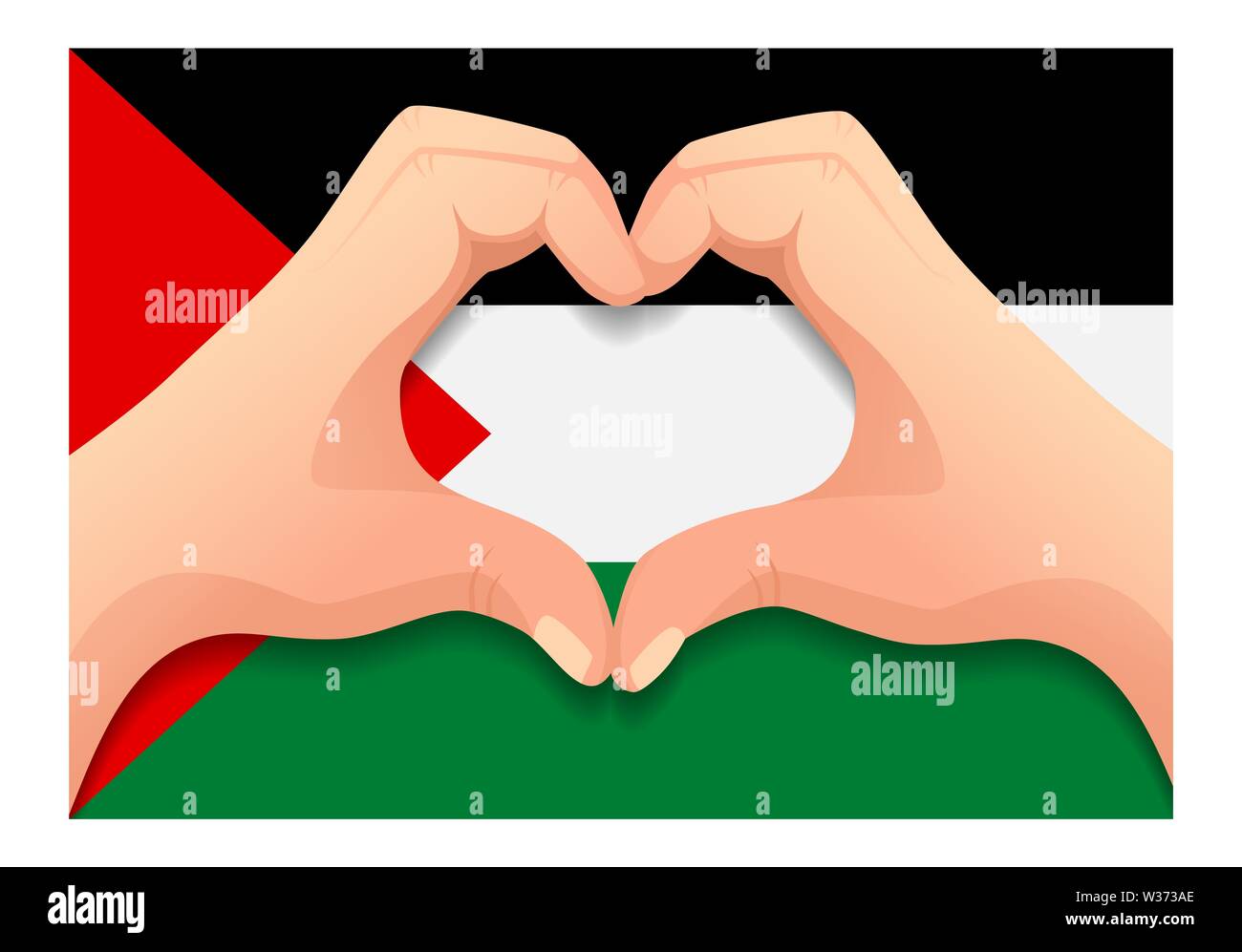 Palestine flag and hand heart shape. Patriotic background. National ...