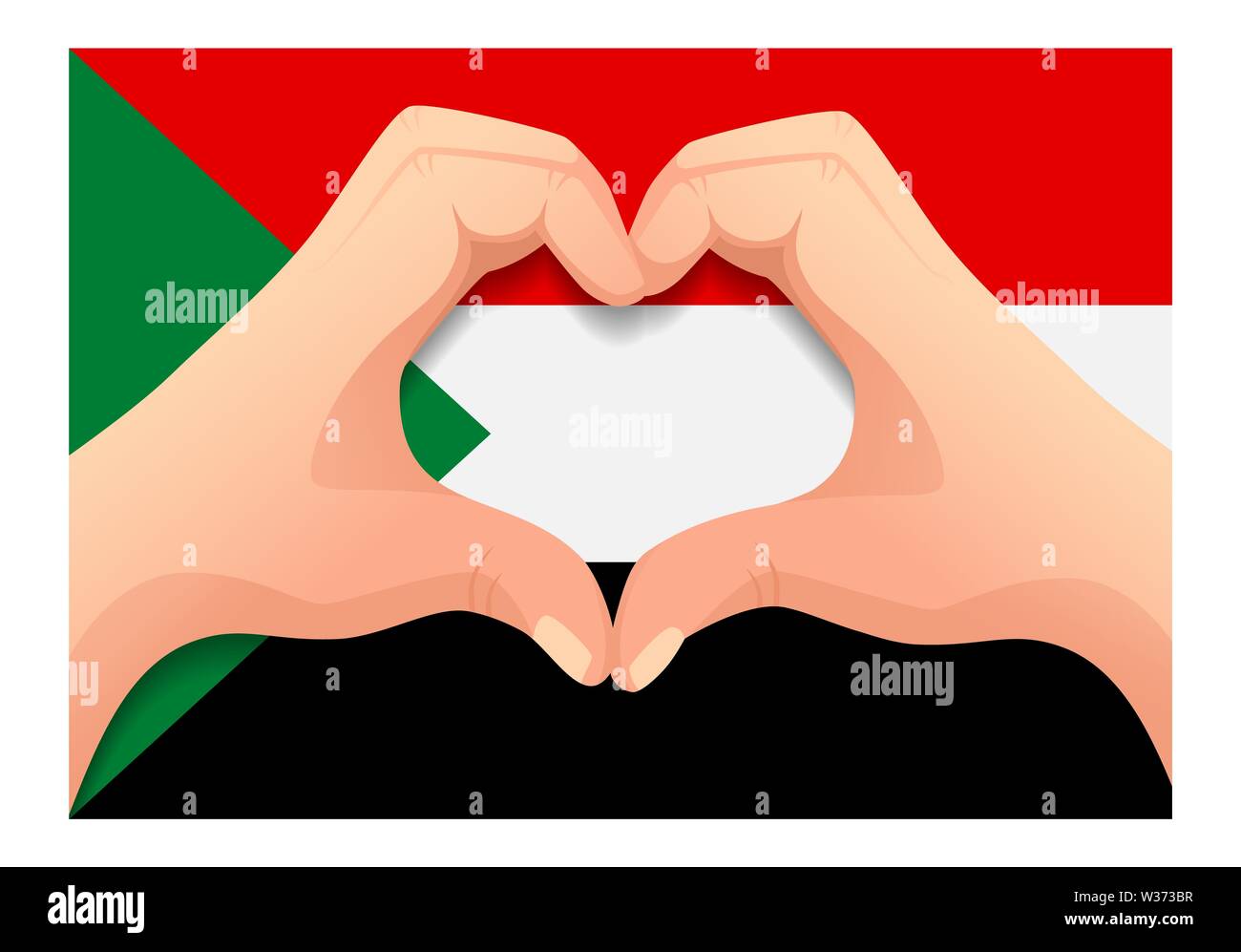 Sudan flag and hand heart shape. Patriotic background. National flag of ...
