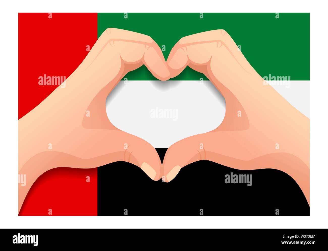 United arab emirates flag and hand heart shape. Patriotic background ...