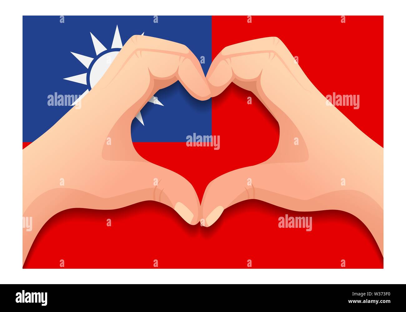 Taiwan flag and hand heart shape. Patriotic background. National flag ...