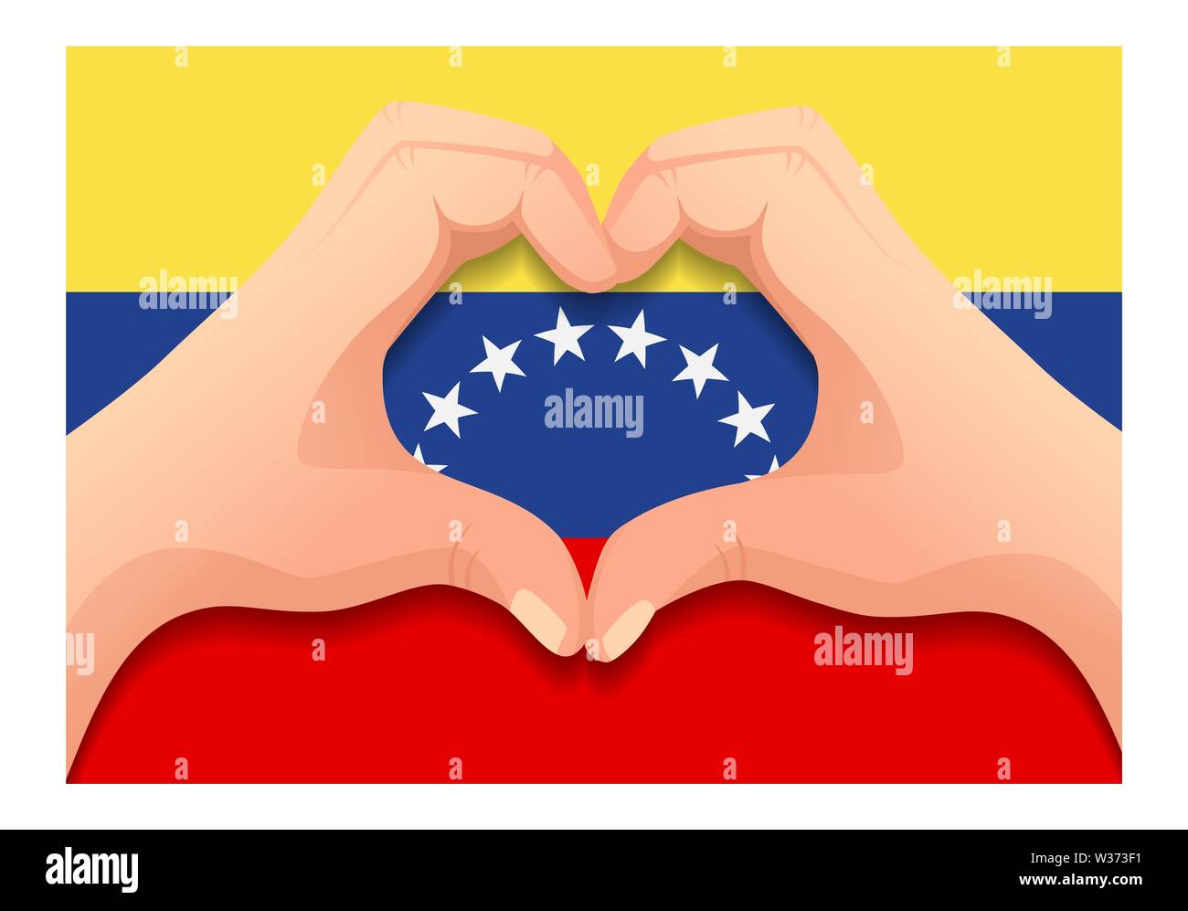 Venezuela flag and hand heart shape. Patriotic background. National ...