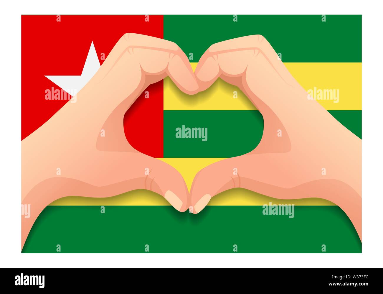Togo flag and hand heart shape. Patriotic background. National flag of ...
