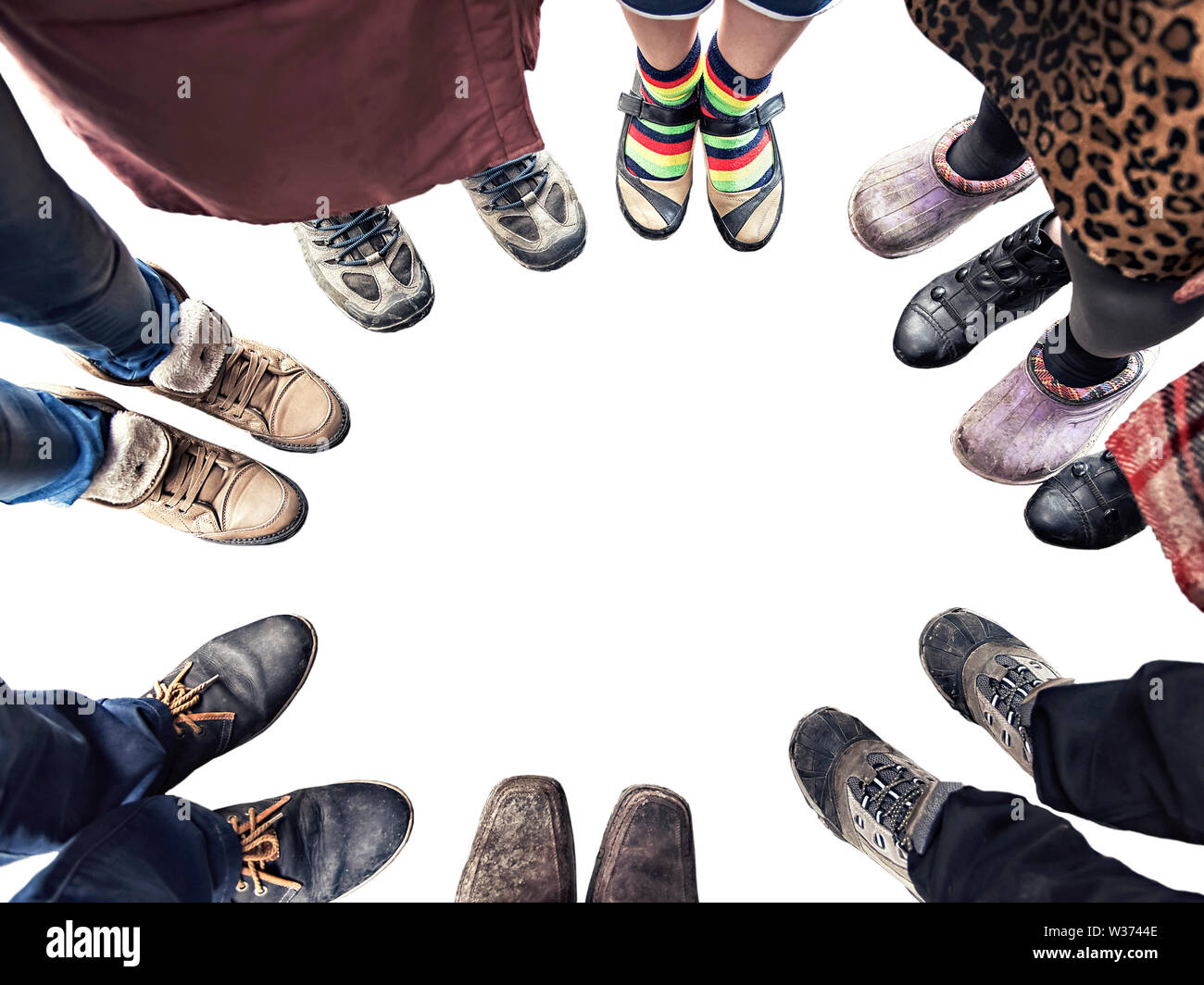 feet of people standing in a circle isolated on white Stock Photo - Alamy