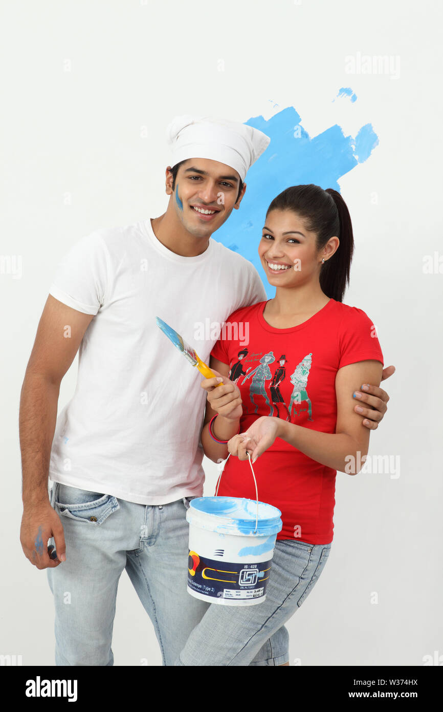Portrait of an Indian couple smiling Stock Photo - Alamy
