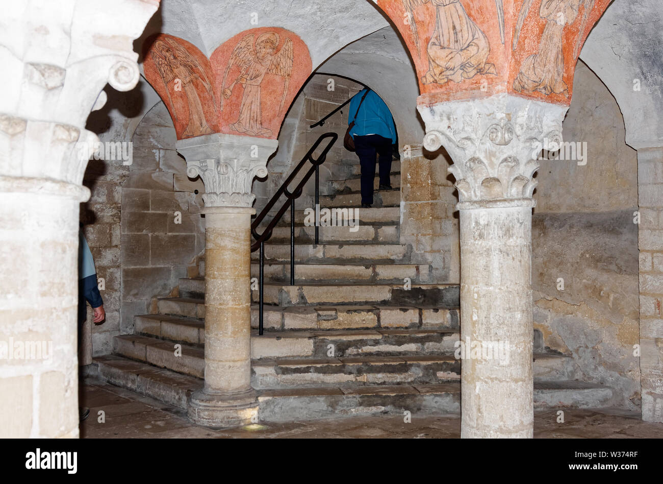crypt, stone steps, pillars with Corinthian capitals, vaulted, Notre ...