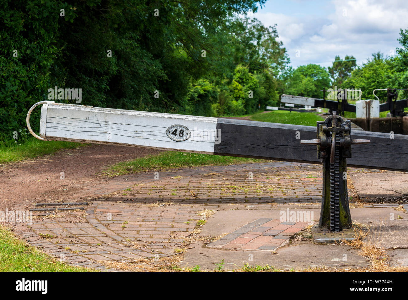 Detail of a lock paddle mechanism with a flight of locks in the ...